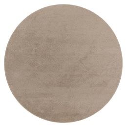 Paco Home Kurzflorteppich, Taupe, Kunststoff, Rund, 160x160 cm, strapazierf&auml;hig, f&uuml;r Fu&szlig;bodenheizung geeignet, Teppiche & B&ouml;den, Teppiche