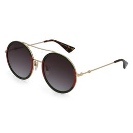 Gucci GG0061S | Unisex-Sonnenbrille | Fassung: Vollrand, Rund, Metall, Gold Gr&uuml;n | Glasfarbe: Grau Verlaufend