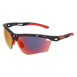 Rudy Project SP623838 PROPULSE | Unisex-Sonnenbrille | Fassung: Vollrand, Quadratisch, Kunststoff, Schwarz Matt | Glasfarbe: Rot