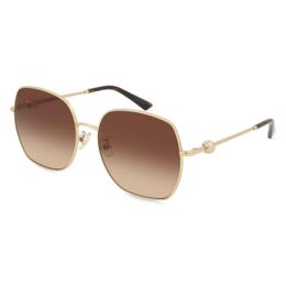 Jimmy Choo 0JC4008HD | Damen-Sonnenbrille | Fassung: Vollrand, Quadratisch, Metall, Gold Hell | Glasfarbe: Braun Verlaufend