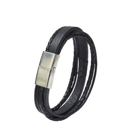 Lederwerk Herren Leder-Armband Schwarz 100 % Lammleder