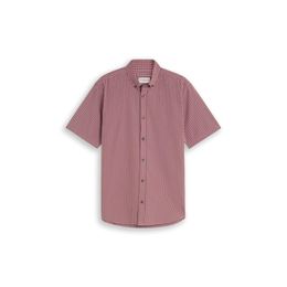 Tom Tailor Herren Regular Fit Kurzarmhemd mit Karomuster, rosa, Kariert, Gr. XXL