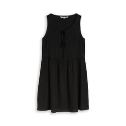 Tom Tailor Denim Damen Mini-Kleid mit Leinenanteil, schwarz, Uni, Gr. M
