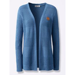 WITT Damen Strickjacke mit Ripp-Abschl&uuml;ssen, mittelblau, Gr&ouml;&szlig;e 40