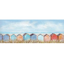Monee &Ouml;lgem&auml;lde, Blau, Braun, Gr&uuml;n, Rot, Beige, Holz, Textil, Kiefer, vollmassiv, Strand \u0026 Meer, rechteckig, 150x55 cm, handgemalt, Keilrahmen, Bilder und Zubeh&ouml;r, Wandbilder, &Ouml;lgem&auml;lde