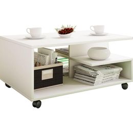 Mid.you Couchtisch, Wei&szlig;, Holzwerkstoff, rechteckig, 50 cm, Stauraum, Wohnzimmer, Wohnzimmertische, Couchtische, Couchtische mit Stauraum