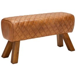 Livetastic Hockerbank, Braun, Holz, Leder, Echtleder, Ziegenleder, Mangoholz, massiv, Lederoptik, 90x46x30 cm, Typenauswahl, Esszimmer, B&auml;nke, Sitzb&auml;nke