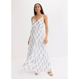 bonprix Maxikleid aus strukturierter Viskose mit Glitzereffekt, wei&szlig;, Gr.44, sommerliches Maxikleid aus strukturierter Viskose mit Glitzereffekt und Spaghetti-Tr&auml;gern, aus Viskose