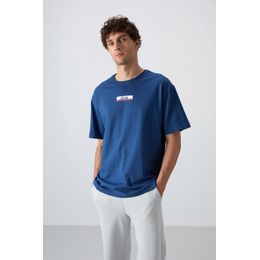 Oversized Baumwoll-T-Shirt mit Logo-Patch