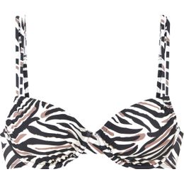 Lascana Damen B&uuml;gel-Bikini-Top creme-schwarz Gr&ouml;&szlig;e 44C
