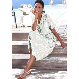 Vivance Damen Midikleid creme-salbeigr&uuml;n bedruckt Gr&ouml;&szlig;e 36