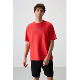 Oversized Rundhals T-Shirt mit Print