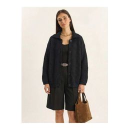 Strukturierter Polo-Kragen Knopf-Cardigan