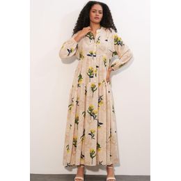 Gemustertes V-Ausschnitt Maxikleid