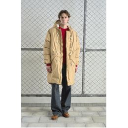 Langer, kapuzenbesetzter Daunenparka mit Taschen