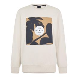 BOSS - "Soleri 88" Sweatshirt f&uuml;r Herren, Rundhalsausschnitt, gerippt (Cremefarbe)