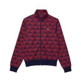 Lacoste - "Robert George" Sweatshirt f&uuml;r Herren, Durchgehender Rei&szlig;verschluss, Jacquard (Rot/Schwarz bedruckt)