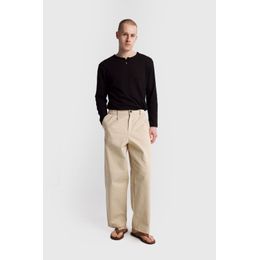 Herren Regular Fit Falten-Gabardine-Hose