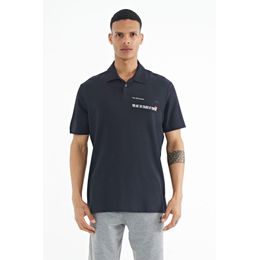 Herren Baumwoll-Polo-T-Shirt mit Textdruck