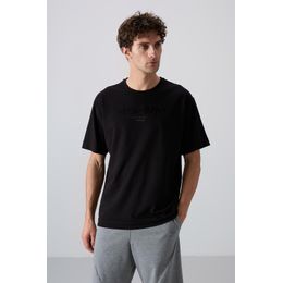 &Uuml;bergro&szlig;es Baumwoll-Polyester Logo T-Shirt