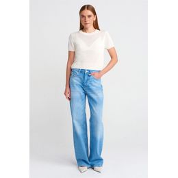 Hochtaillierte weite Baumwoll-Denim-Jeans
