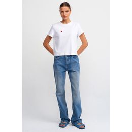 Hochtaillierte gerade Jeans aus Baumwolle