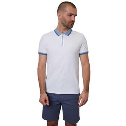 Threadbare. Threadbare - Poloshirt f&uuml;r Herren, Denim-Look , Schmal, kurz&auml;rmlig (Wei&szlig;)