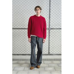 Komfortabler Rippstrick Rundhals-Pullover