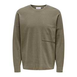 Only - Sweatshirt f&uuml;r Herren, Rundhalsausschnitt, leger (Braungrau)