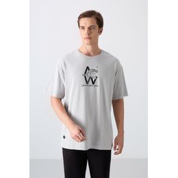 Oversized-Logo-Druck Kurzarm-T-Shirt