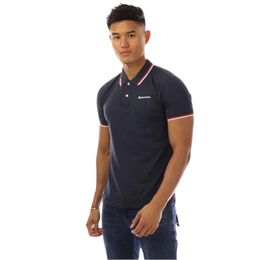 Aquascutum - Poloshirt f&uuml;r Herren, Schmal, kurz&auml;rmlig (Marine/Wei&szlig;)