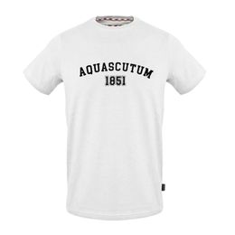 Aquascutum - T-Shirt f&uuml;r Herren, Rundhalsausschnitt, Regul&auml;r (Wei&szlig;)