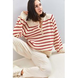 Knopfkragen-Strickpullover