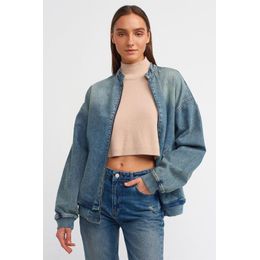 &Uuml;bergro&szlig;e Lange Jeans-Pufferjacke