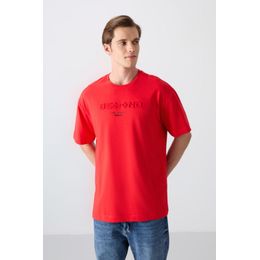 &Uuml;bergro&szlig;es Baumwoll-Polyester Logo T-Shirt