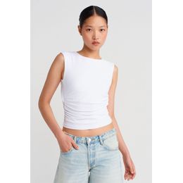 Damen Slim-Fit Cut-out Crop Bluse