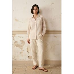 Gestreiftes Leinenmischung Button-Up Hemd