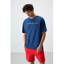 Oversized Rundhals T-Shirt mit Print