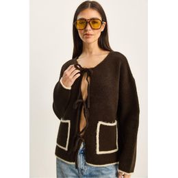 Oversized Strickcardigan mit Bindegurt