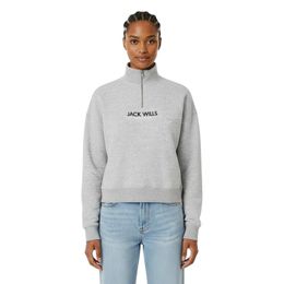 Jack Wills - "Honeylane" Sweatshirt f&uuml;r Damen, mit halbem Rei&szlig;verschluss (Grau meliert)