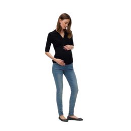 MAMALICIOUS - Sweatshirt f&uuml;r Damen, V-Ausschnitt, Umstandskleidung, 3/4 &Auml;rmel (Schwarz)