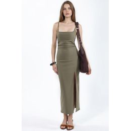 Kleid Midi mit Quadrat-Ausschnitt aus Bengalin
