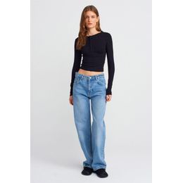 Hochtaillierte gerade Baumwoll-Denim-Jeans