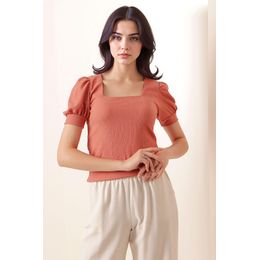 Slim Fit Quadratkragenbluse