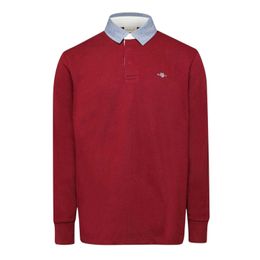 Gant - "Rugger" Polo Sweatshirt f&uuml;r Herren, Chambray-Stoff, Regul&auml;r (Rot)