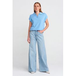 Hoch Taillenweite Bein Baumwoll-Denim-Jeans