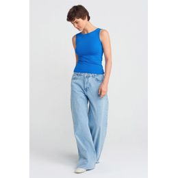 Damen High-Waist Weite Baumwoll-Jeans