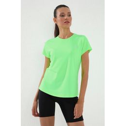 Damen Unifarben Kurzarm Rundhals T-Shirt