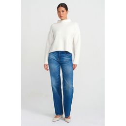 Hochgeschnittene Gerade Baumwolljeans