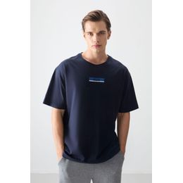Oversized Baumwoll-T-Shirt mit Logo-Patch